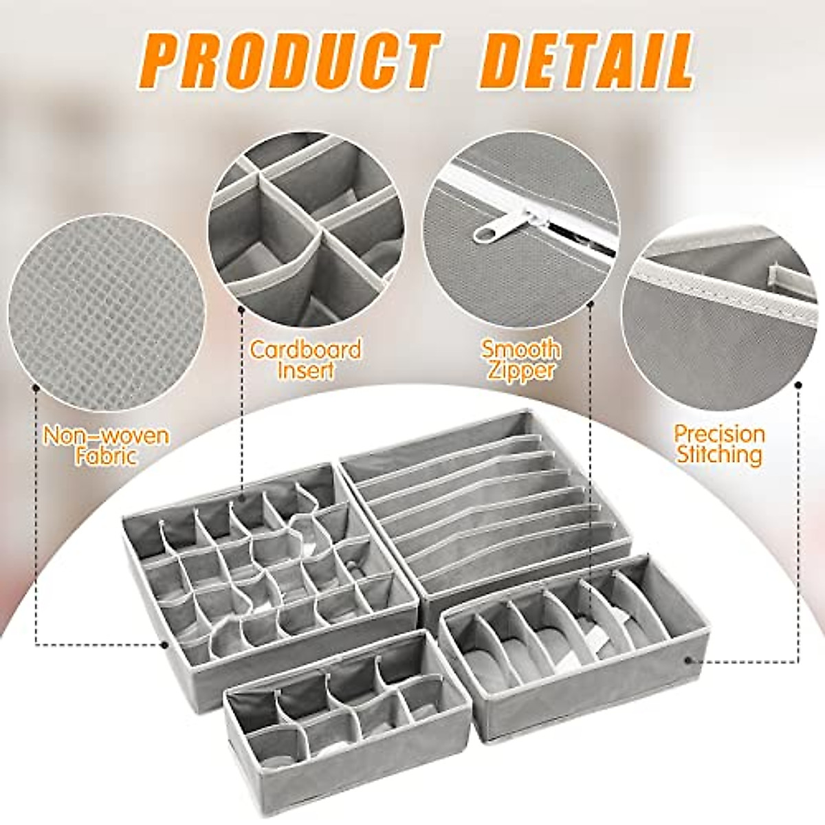 Thenshop 12 Pieces Closet Underwear Organizer Drawer Divider Foldable Bra Organizers Cabinet Clothes Socks Drawer Organizer Storage Box Baskets for Underwear, Bras, Socks, Ties and Towels