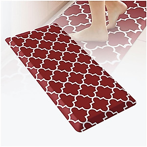 VRINO 0.75 InchThick Anti Fatigue Mats for Kitchen Floor ， Waterproof, Non Slip, Anti Fatigue Floor Mat ， for Kitchen, Office, Sink,Red-17.3×60""