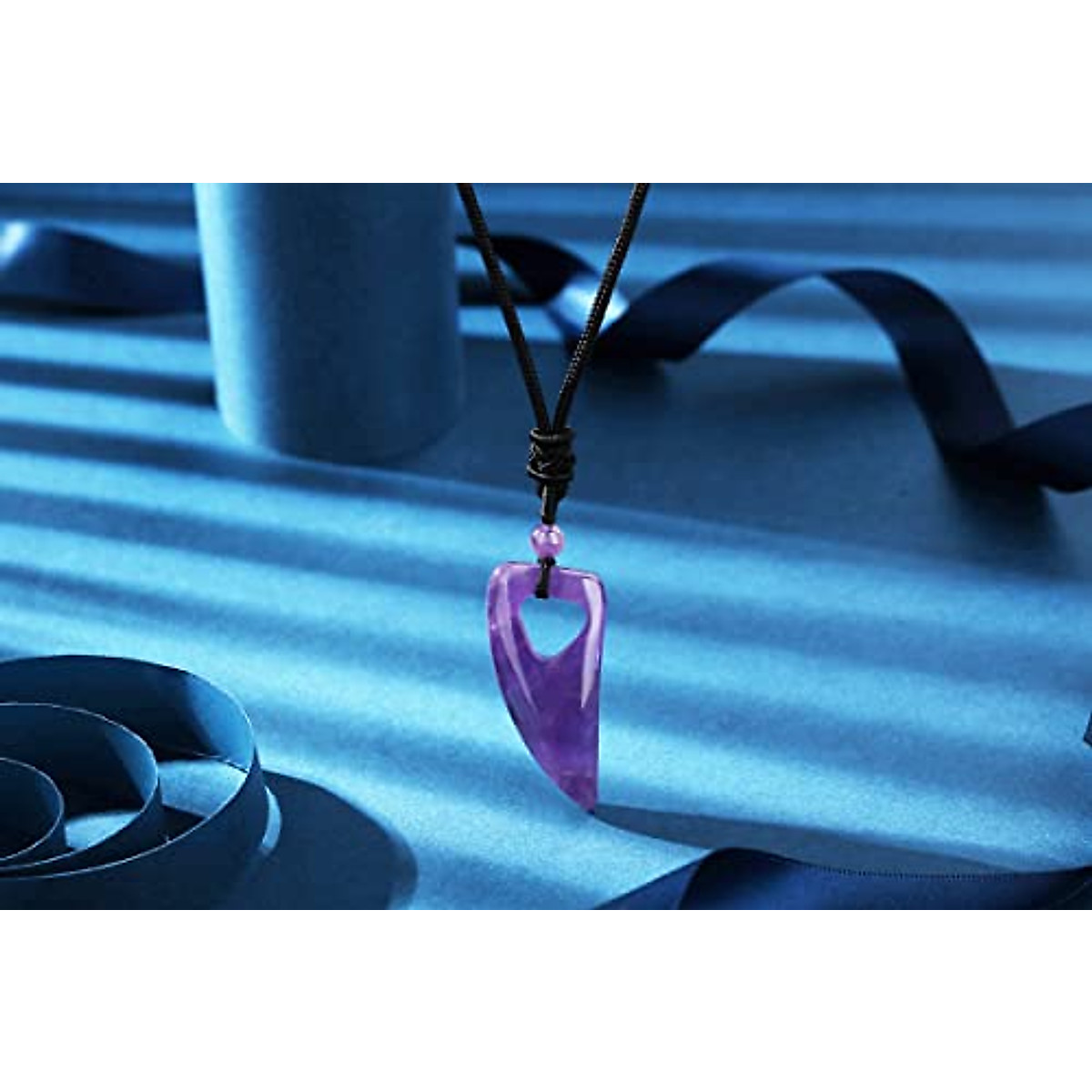 MAIBAOTA Necklaces for Men Adjustable Black Rope Necklace Amethyst Crystal Stone Pendant Necklace Men's Jewelry