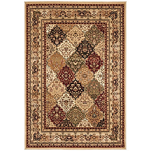 SAFAVIEH Lyndhurst Collection Area Rug - 9' x 12', Multi & Beige, Traditional Oriental Design, Non-Shedding & Easy Care, Ideal for High Traffic Areas in Living Room, Bedroom (LNH221C)