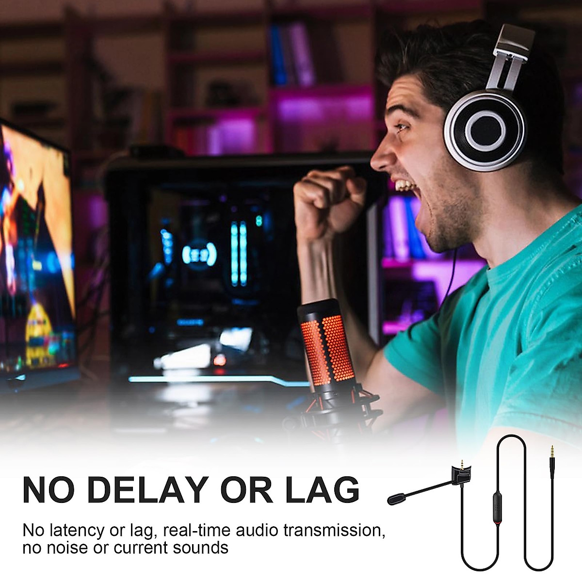 Gneinour QC35 Boom Microphone Compatible with Bose QuietComfort 35 II (QC35 II) & QuietComfort 35 (QC35) Headphones, Boom Microphone Cable with Mute Switch for PS4, PS5, Xbox One, PC, 4ft