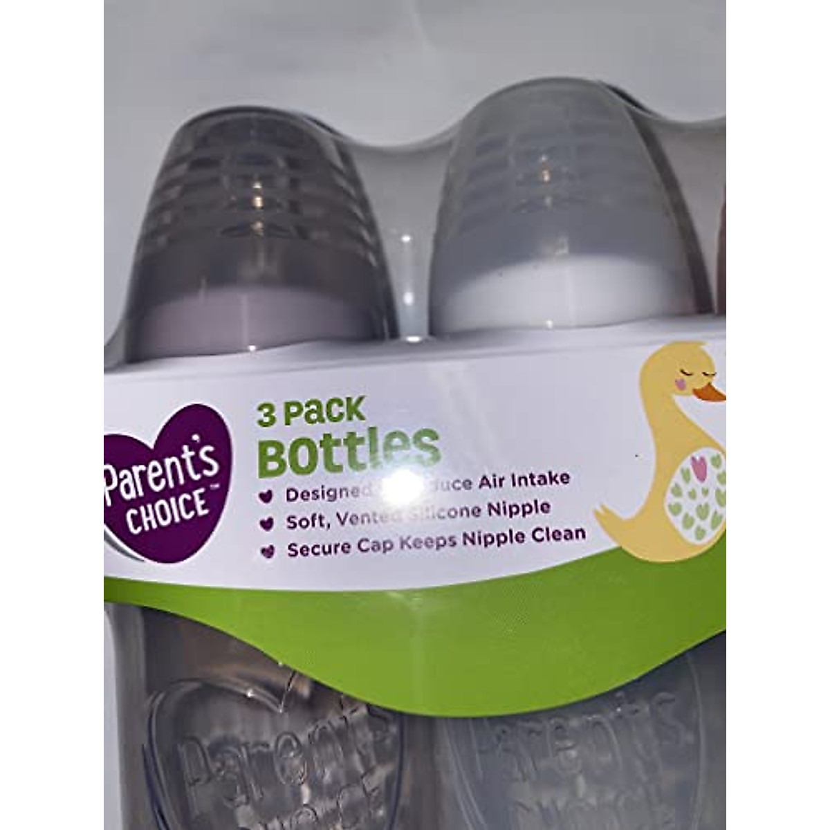 3 Pack Bottles Parent Choice BPA Free Dishwasher Safe Microwave Safe 0+ Months Slow Flow Purple White Pink (Girls)