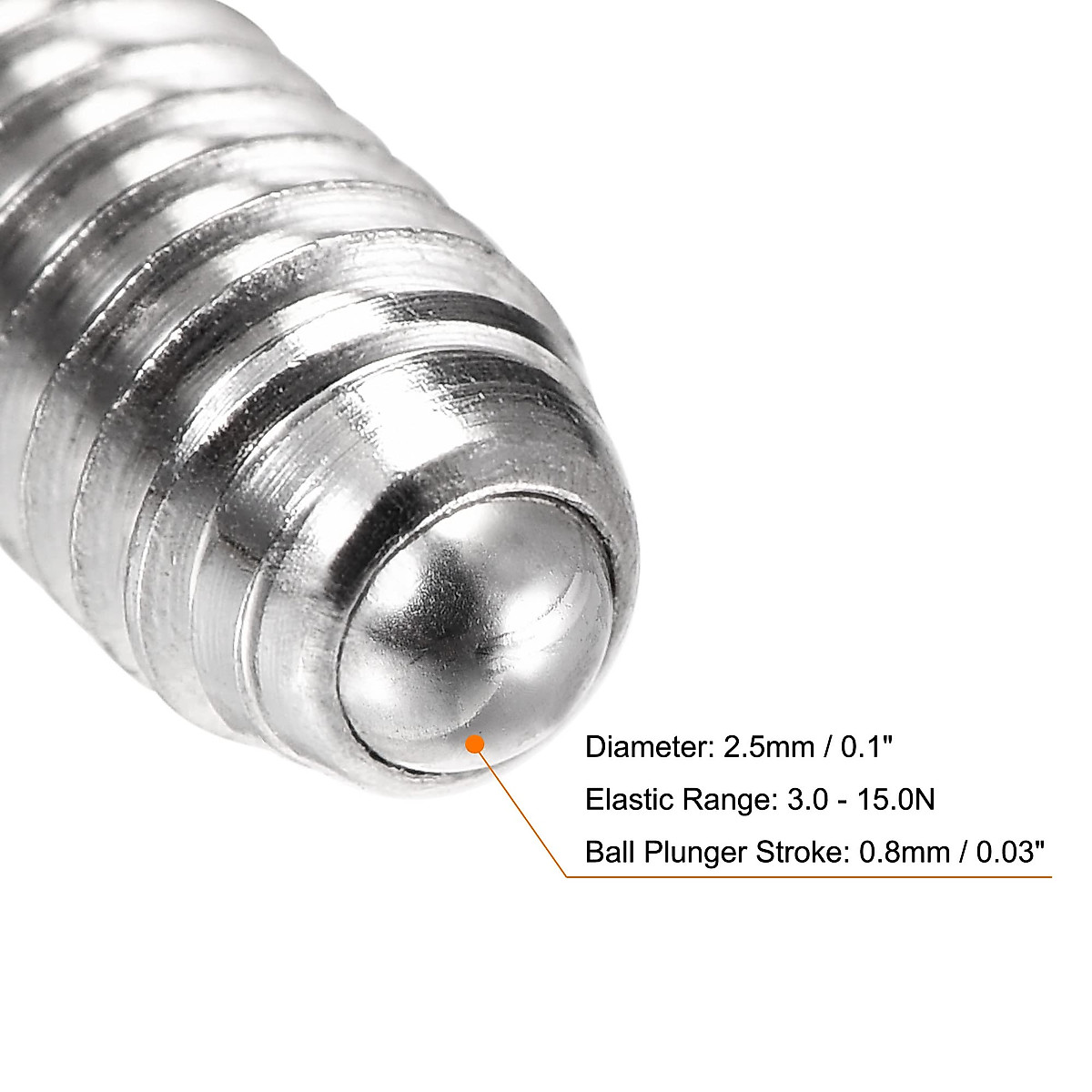 uxcell Ball Point Set Screws, M4 x 6mm 304 Stainless Steel Metric Spring Hex Socket Screw 20pcs