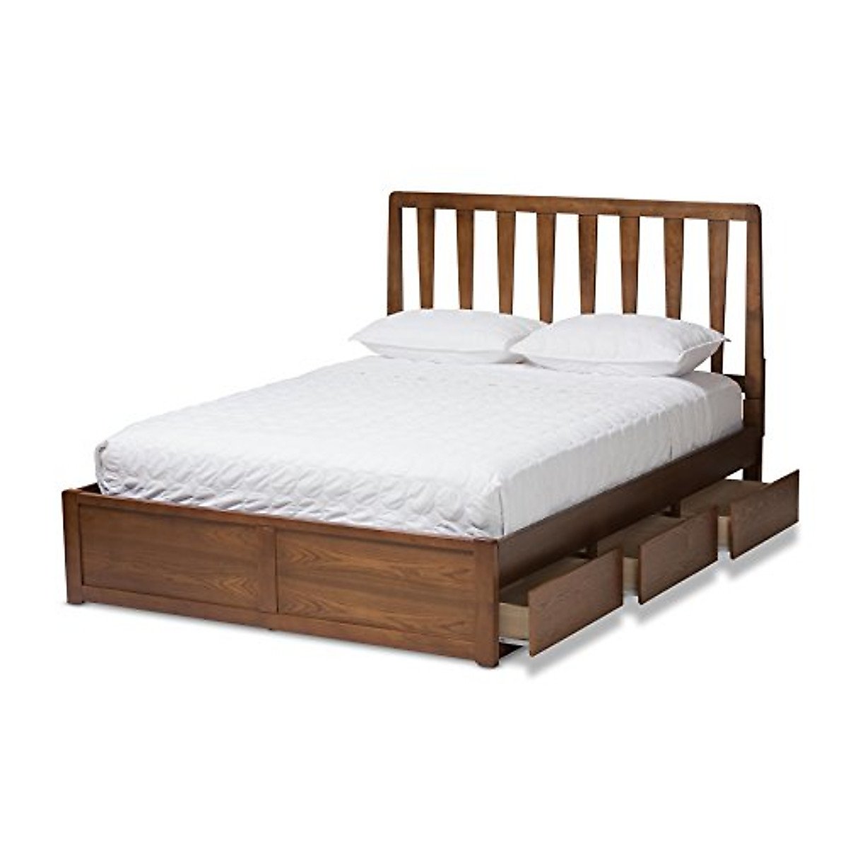 Baxton Studio Garonne Storage Platform Bed, Queen, Walnut Brown