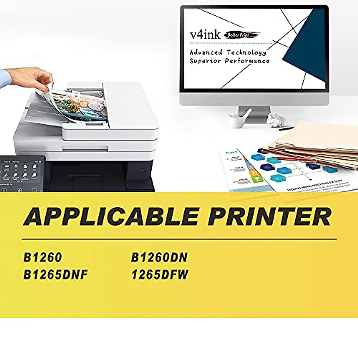 v4ink Compatible Toner Cartridge Replacement for Dell 331-7328 RWXNT DRYXV Work with B1260dn B1260dnf B1265dnf B1265dfw Printer, 2-Pack