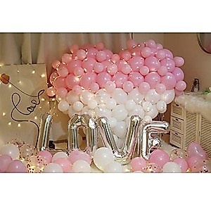 Valentines Day Balloons, CAKKA 315PCS Pink Heart Balloons with Rose Petals, Love Foil Balloon, I Love You Tail Balloon for Valentine’s Day Mother Day Anniversary Proposal Party Favor Decoration Decor