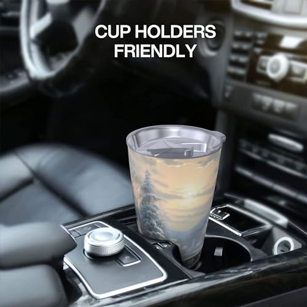 GFLFMXZW Winter Snow Scene Print Tumbler 20oz Stainless Steel Tumbler with Lid and Straw Insulated Tumblers Double Wall Vacuum Water Bottle Travel Coffee Mug Gifts for Women Men