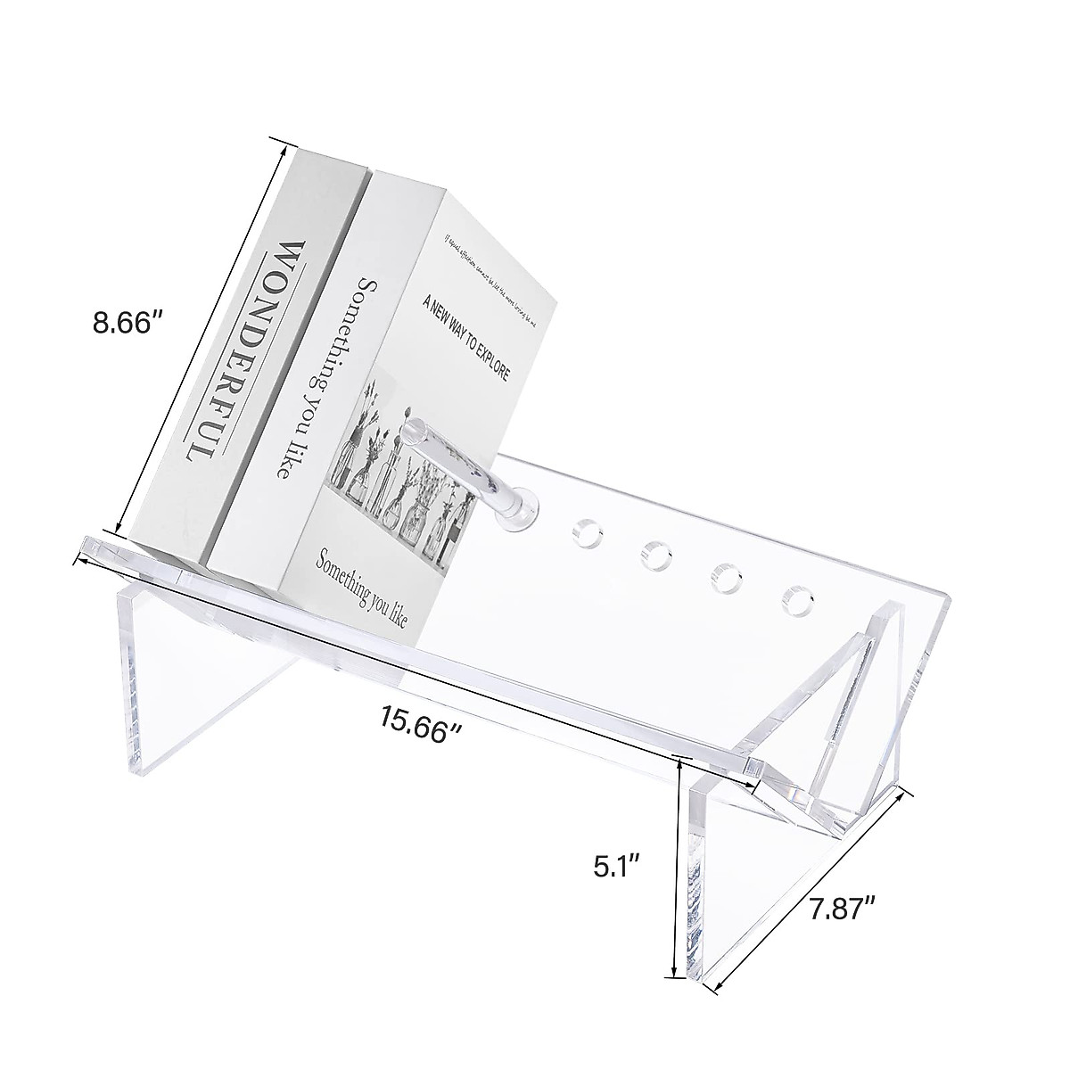 Sumerflos Acrylic Desktop Bookcase, Book Storage Organizer Bookshelves, Clear Mordern Tabletop Storage Rack for Office Home Shelf Display for Cd/Magazine/Book - Clear