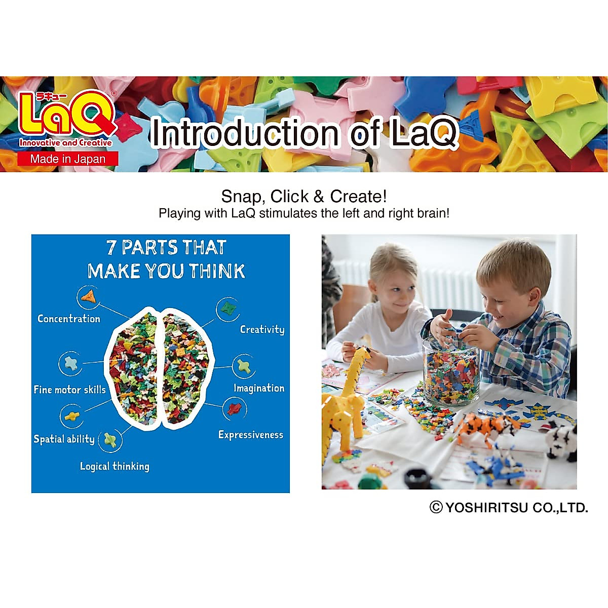 LaQ Marine World Megalodon | 332 Pieces | 6 Models | Age 7+ | Creative, Educational Construction Toy Block | Made in Japan