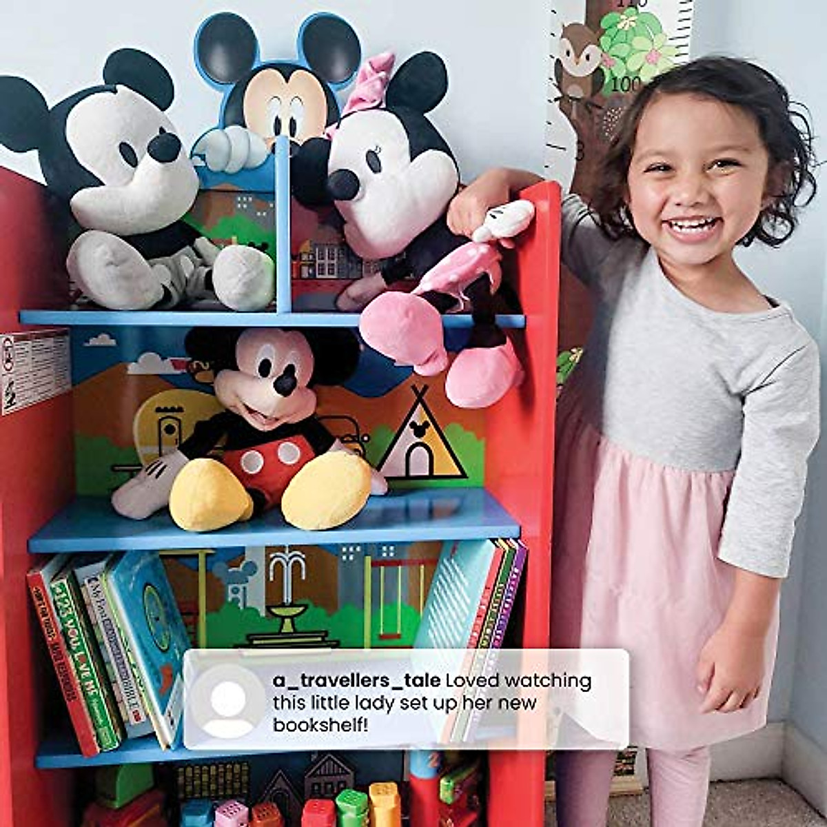 Delta Children Wooden Playhouse 4-Shelf Bookcase for Kids, Mickey Mouse