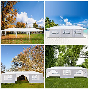 KepooMan 10' x 30' Outdoor Gazebo Canopy Waterproof Party Tent Wedding Canopy with 8 Removable Sidewalls & Brighter Church Windows