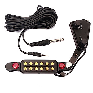 HOYUJI 12 SoundHole Guitar Pickups, Magnetic preamplifier for Acoustic Guitar with Tone and Volume Control, Electric Guitar Pickup Extension, Cable Length 10 feet