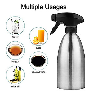 Accmor Olive Oil Sprayer, Vinegar Sprayer Dispenser, Safety Exquisitely Stainless Steel Container Seasoning Kitchenware Tools for BBQ, Cooking, Frying and Grilling (17oz (500ML))