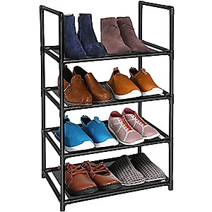 esonstyle 4 Tier Shoe Rack Lightweight Small Shoe Rack 6-8 Pairs Storage Organizer Narrow Shoe Rack for Entryway Shoe Rack Small Shoe Shelf