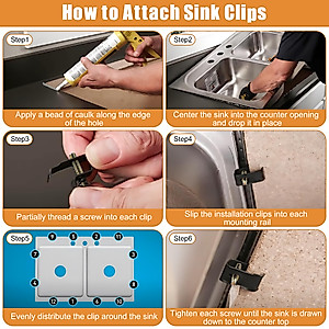 Dreyoo 14 Pack Sink Clips Kit, Undermount Sink Clips Sink Compatible with Moen/Elkay Sink for Kitchen, Bathroom, U Channel Clips for Bathroom Counter, Universal Sink Mounting Kit Bracket Support