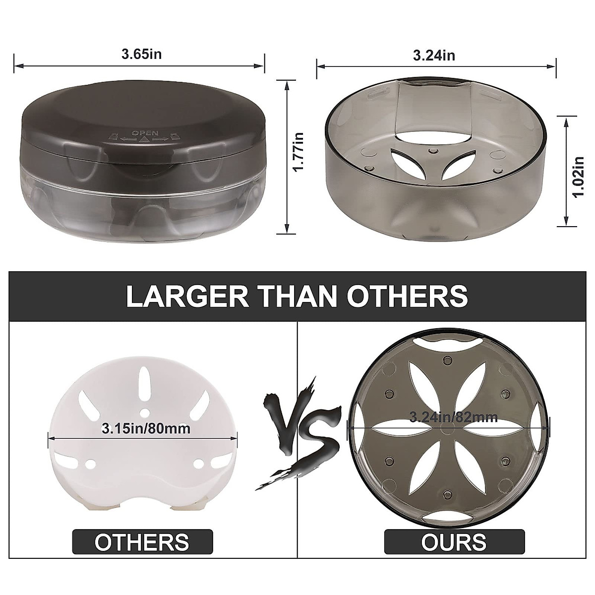 Denture Case, Leak Proof Denture Bath Case Cup Kit for Travel Cleaning, Denture Holder Box Bath Soaking Container for Women & Men with Mirror, Strainer, Removal Tool and Denture Brush(Grey)