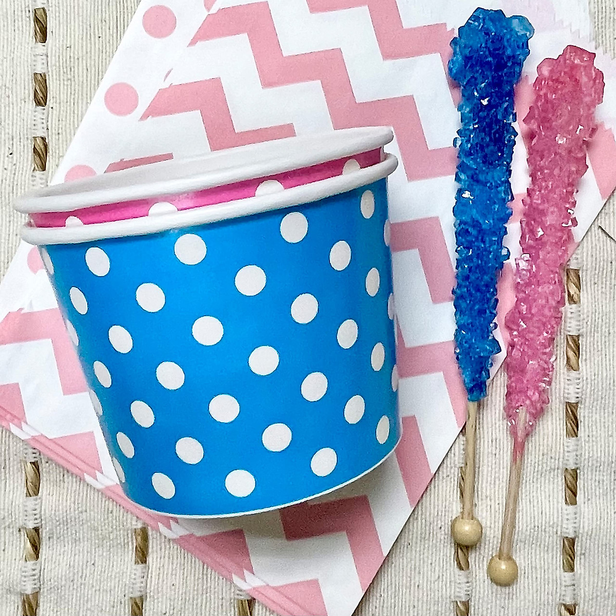 Outside the Box Papers Gender Reveal Ice Cream Party Kit - 12 Ounce Pink and Blue Dessert Treat Cups - Heavyweight Plastic Spoons - 24 each Cups and Spoons