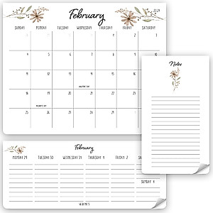 Beautiful 2023 Magnetic Fridge Calendar Set 3 - Runs Until July 2024 - The Perfect Weekly/Monthly Calendar And Notepad With Floral Designs for Easy Organizing