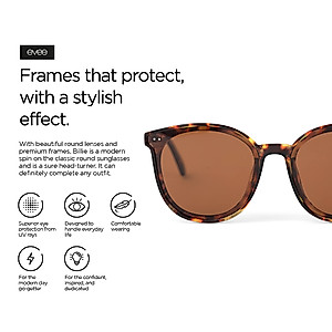 EVEE Classic Round Retro Sunglasses for Women and Men with Polarized Lens - (Billie) (Brown Tortoise)