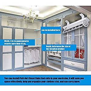 SYTH Retractable Metal Closet Valet Rod, Closet Pull Out Rod Wardrobe Hanger Rack Bar, Heavy Duty Extendable Valet Rod Clothing Mount Top Mount, with Screws,5 Pcs Pants Rack