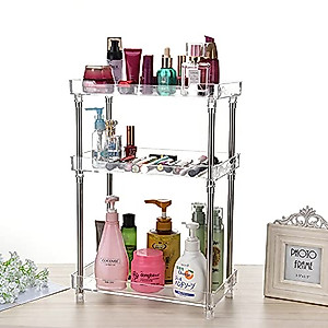 whillar Bathroom Organizer Countertop Acrylic Vanity Bathroom Sink Counter Dresser Top Corner Cosmetic Skincare Makeup Lotion Perfume Organizer and Storage Tray Shelf 3-Tier for Bathroom Kitchen