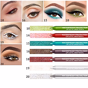 15 Colors Eyeliner Pen Set, Eye Shadow Pencil, Pearl Eyeliner Metallic Eyeliner Pencil Glitter Eyeliner for Women Eye&Lip Liner Professional Waterproof Eye Makeup Set Colorful Eyeliner Eye(15PCS)