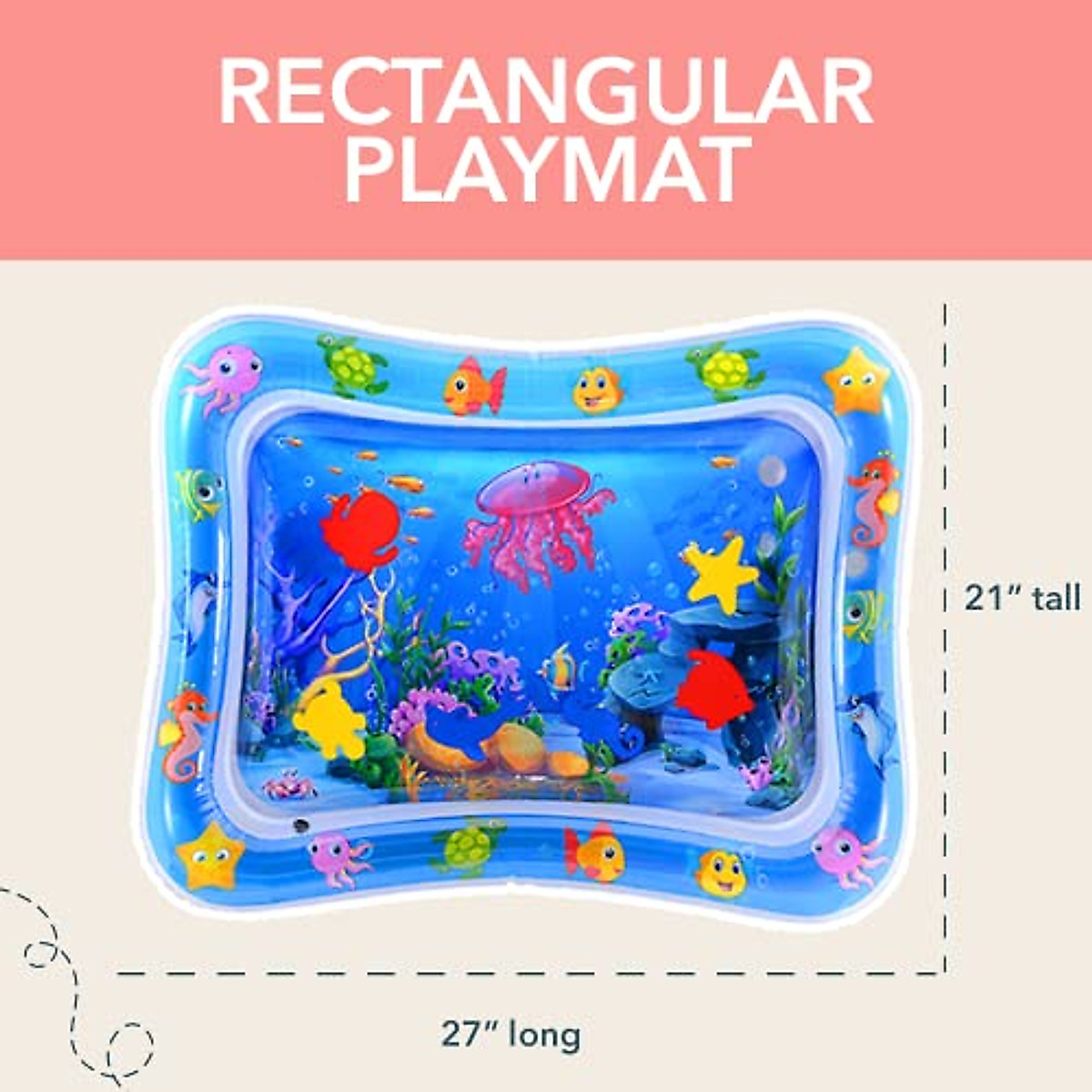 MAGIFIRE Playtime Baby Tummy Time Mat: Inflatable Water Mat for Infants 3-12 Months Old, Early Developmental Baby Toys, Perfect Baby Christmas Gifts, Stocking Suffers, Measures 27” x 21” Rectangle