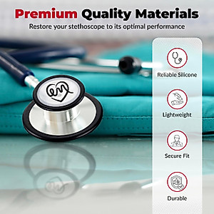 MotivatEM Stethoscope Replacement Part Kit for Littman Stethoscope Classic 3, Cardiology 3 & Cardiology 4 - Fits Classic III, Cardiology III & IV (Black)