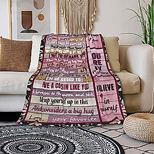 to My Cousin Throw Blanket Cousin Gifts for Women Valentine's Day Birthday Gifts Blankets for Cousin Soft Warm for Fall Winter Spring 50"x60"