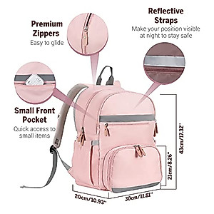 MoKo Gym Backpack with Shoe Compartment, 15.6 Inch Laptop Bag Backpack Stylish Water Resistant Travel Backpack Anti Theft School Backpack for Women/Girls/Teens Gifts, Pink