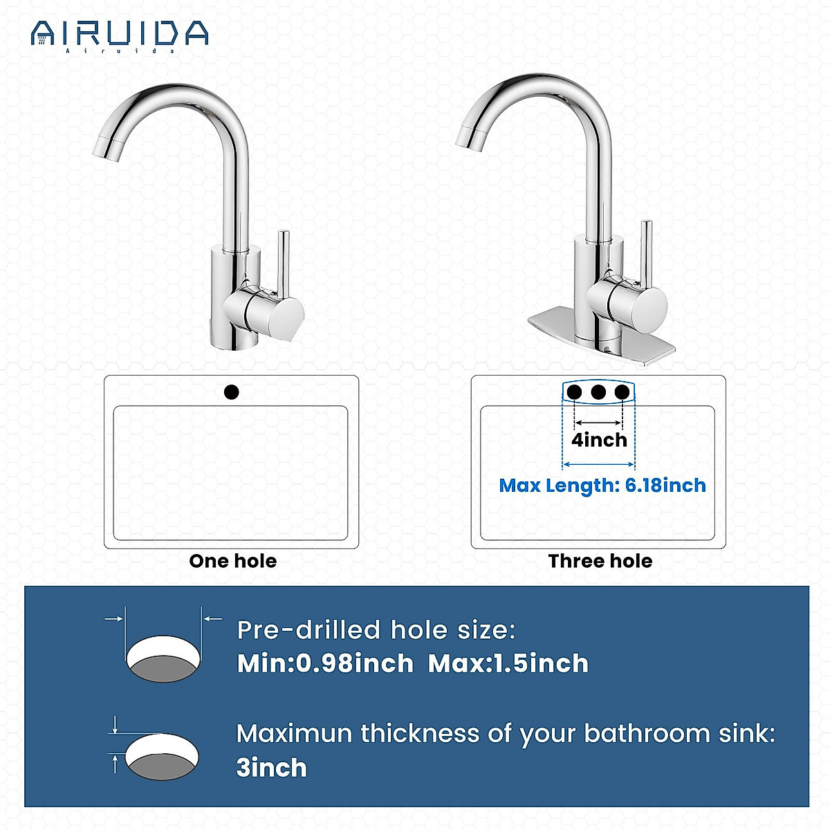 Airuida Bar Sink Faucet Single Hole Single Handle Bathroom Sink Faucet Kitchen Shower Faucet Set with 8 Inch Rainfall Square Showerhead and Tub Spout Bathtub Faucet Kit