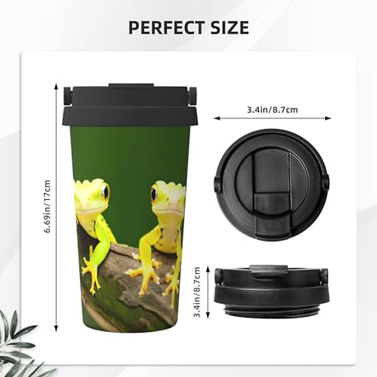 WANGZHAO Two Geckos Print Double Wall Stainless Steel Vacuum Insulated Tumbler Cup Home Thermal Cup