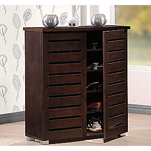 Wholesale Interiors Baxton Studio Adalwin Modern and Contemporary 2-Door Dark Brown Wooden Entryway Shoes Storage Cabinet, SC863522-Wenge