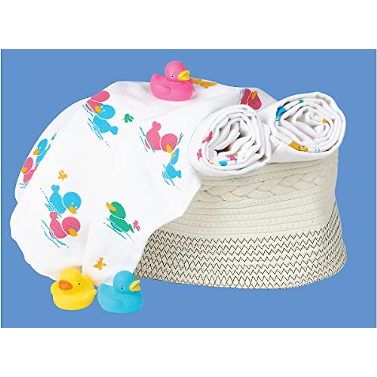 Medline Duck Print Baby Blanket, Classic Design, 100% Cotton, Soft, Cuddly, Swaddling, 30" x 40", 3 Count