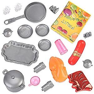 Doll Size Pink Gourmet Kitchen Cooking Toy Play Set | Play House & Accessories with Doll | Girls Pretend Play Furniture Appliances with Lights & Sound