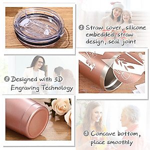 Thenshop Personalized Initial Mug Tumbler 20oz, Monogrammed Travel Mug with Gift Box for Wedding Birthday Graduation Party, Birthday Christmas Gifts for Women Mom Sisters Teacher Coworker (M)