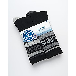 Life is Good Men's Athletic Socks - Performance Cushion Crew Socks (5 Pack), Size 6-12.5, Black