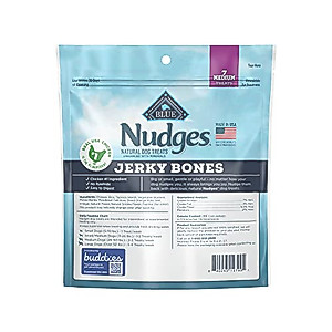 Blue Buffalo Nudges Jerky Bones Natural Dog Bones, Chicken, 12oz Bag