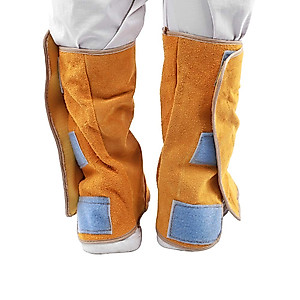 1Pair Cowhide Heat Resistant Flame-Retardant Welding Boot Cover Shoes Feet Cover Welder Leg Foot Safety Protection