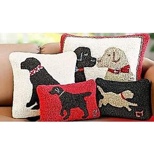 Chandler 4 Corners Artist-Designed Running Yellow Dog Hand-Hooked Wool Decorative Throw Pillow (8” x 12”)