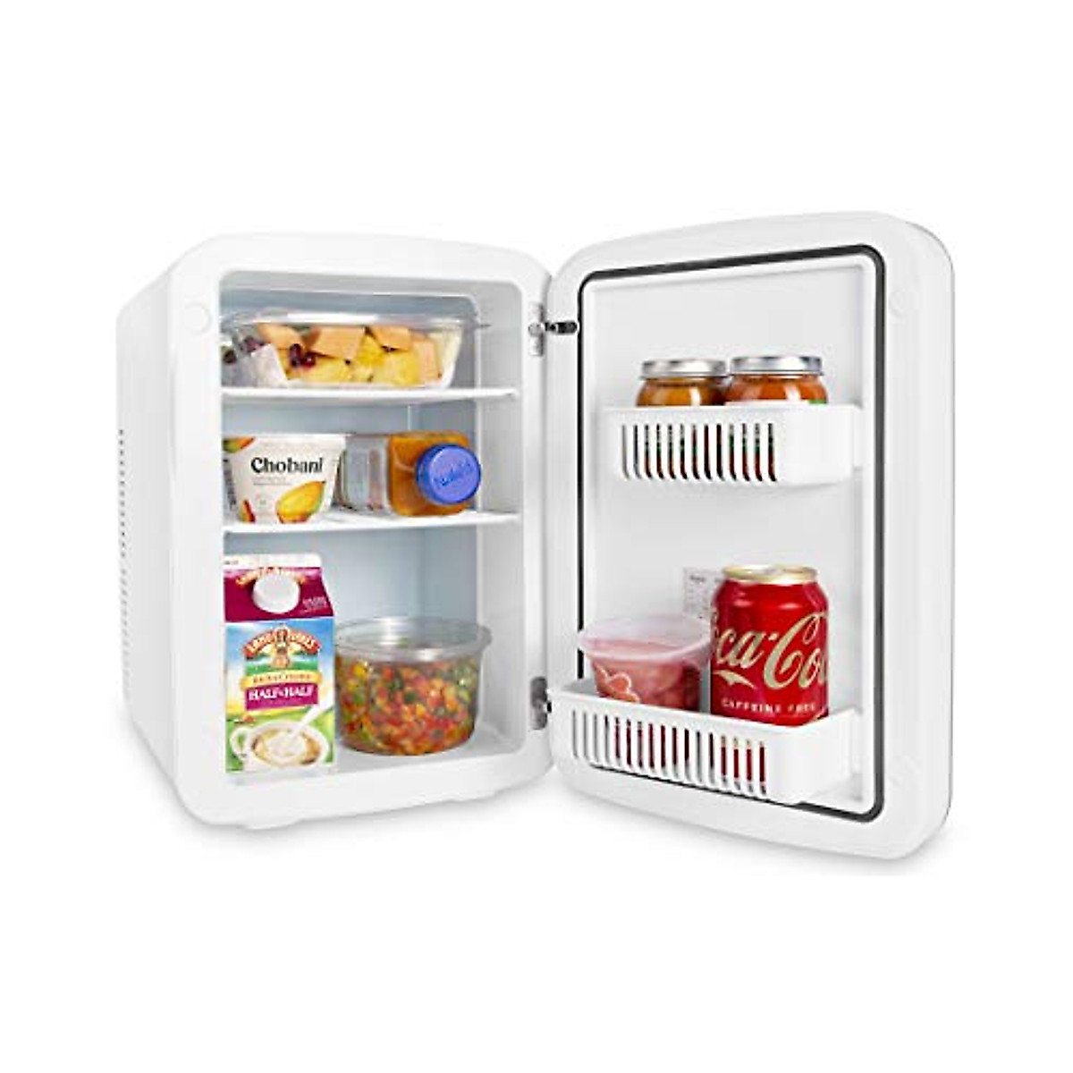 Cooluli 15L Mini Fridge for Bedroom - Car, Office Desk & College Dorm Room - 12v Portable Cooler & Warmer for Food, Drinks, Skincare, Beauty & Makeup - AC/DC Small Refrigerator with Glass Front, Gold