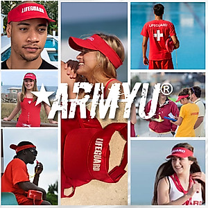 Red Lifeguard Visor Hat | Professional Uniform Pool Sun Beach Rescue Guard Brim Cap for Men & Women