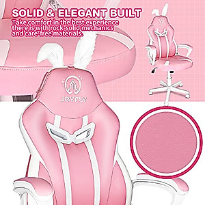 JOYFLY Pink Video Gaming Chair for Kids, Gamer, Girls, Teens Adults Computer Chair Silla Ergonomic Chair（Pink-White）