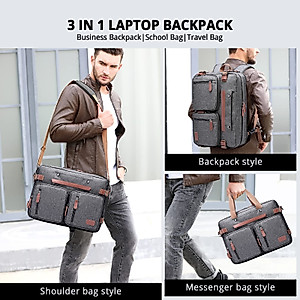 MOLNIA 3 in 1 Laptop Backpack, 17.3 inch Computer Bags for Men, Laptop Backpack for Men, for Travel Bussiness Men Women,Dark Grey