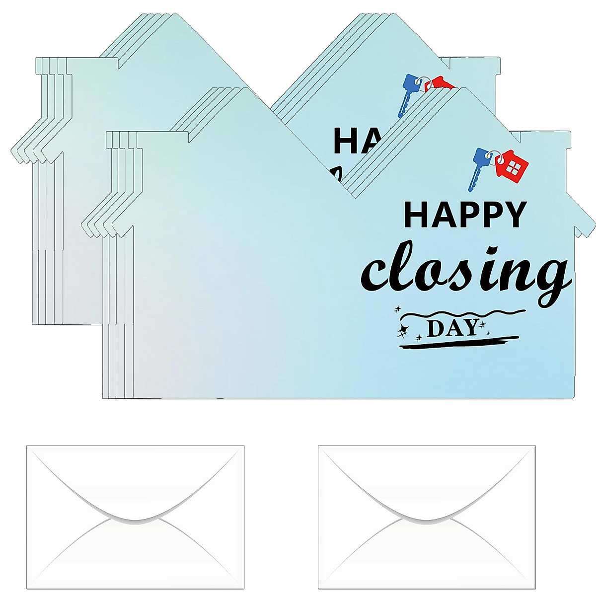 Estate Agents New Home Card with Envelope 25 Sets New Home Congratulations Cards - House Shaped Thank You Note Card 10 x 7 Inch Greeting House Postcards for Home Buyers Real Estate Agent Supplies