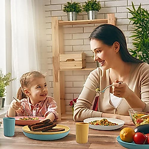 KAMJUNTAR Wheat Straw Dinnerware Sets For 6(72pcs), Unbreakable Microwave Safe Reusable Wheat Straw Plates and Bowls Sets Eco Friendly,Dishwasher Safe,Wheat Straw Plates,Wheat Straw Bowls