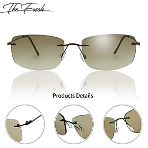 The Fresh Minimalist Small Rectangular Sunglasses Clear Eyewear - Gift Box Package (103-Brown, Gradient Brown, 58)