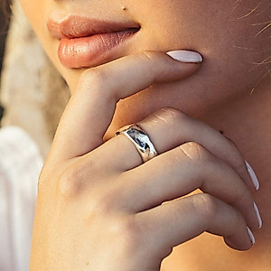 Joolala Winding Road Hand Hammered Oxidized Finish Ring in 925 Sterling Silver - Gift for Women, Size 7