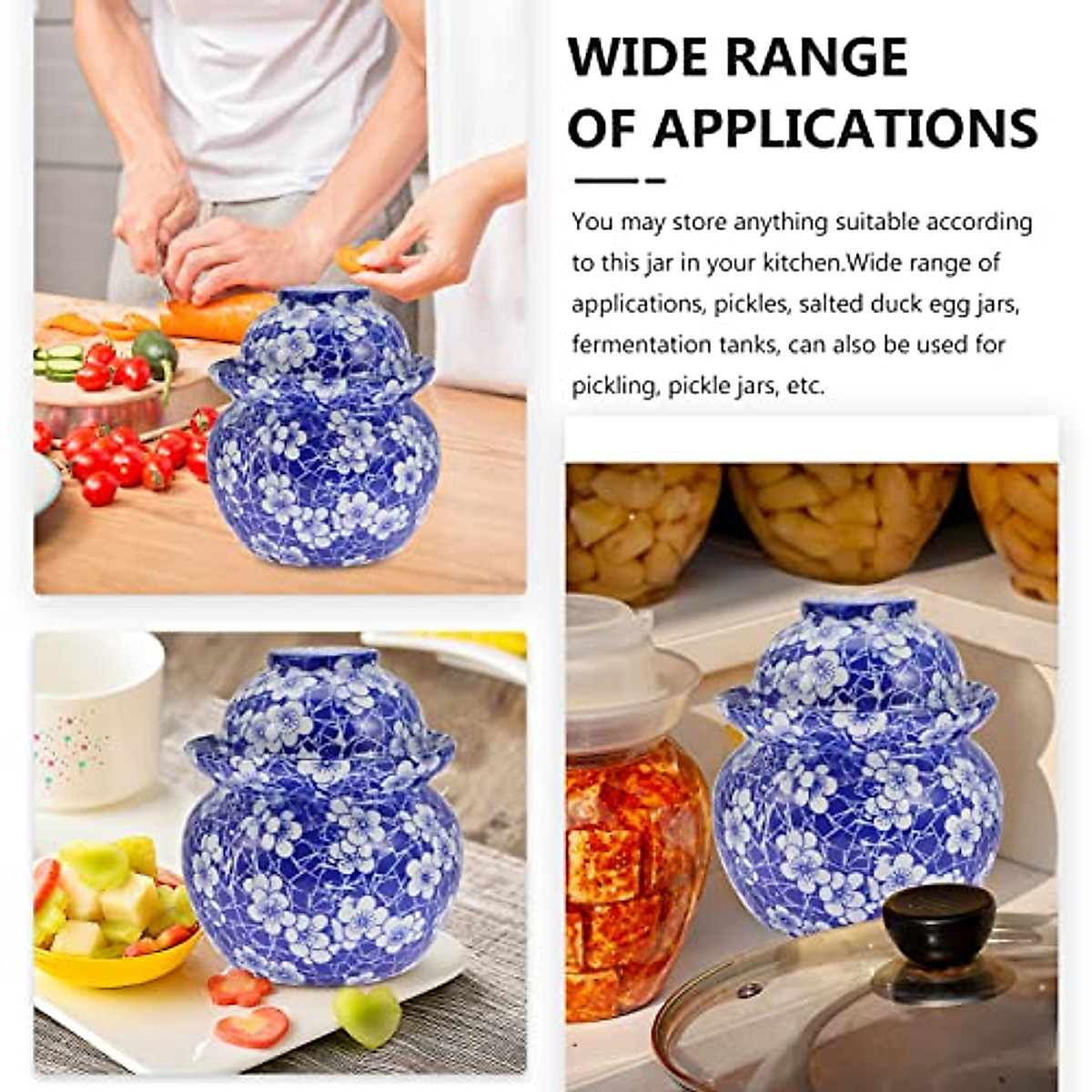 Vaguelly Ceramic Kimchi Jar Traditional Pickles Jar Pickles Storage Jar Ceramic Pickles Jar Home Storage Pot Food Storage Jar Kimchi Storage Jar Food Ceramic Canister Household Jar