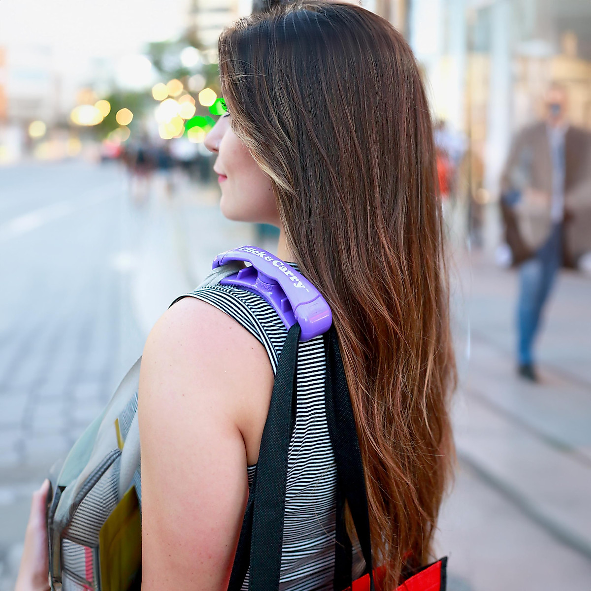 Click & Carry Grocery Bag Carrier, 2 Pack, Black - As seen on Shark Tank, Soft Cushion Grip, Hands Free Grocery Bag Carrier, Plastic Bag Holder, Haul Sports Gear, Click and Carry with Ease